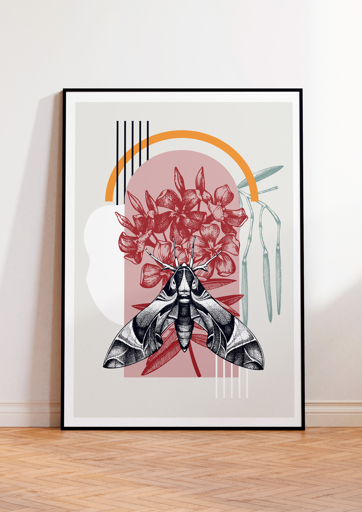 Oleander Hawk Moth art poster - Animals Poster Collection